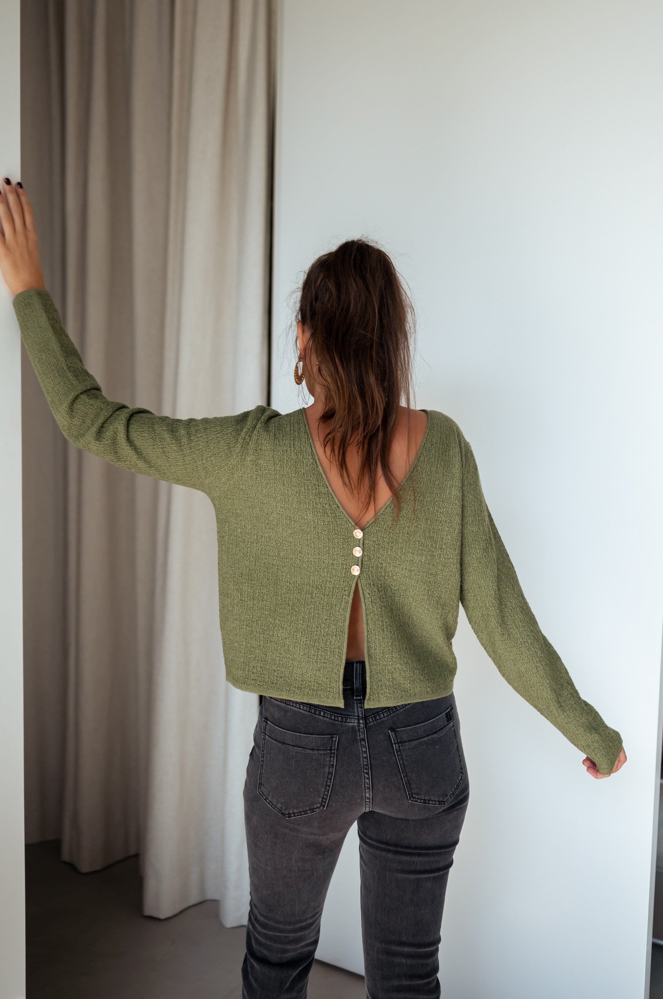Green Trio-Buttoned Sweater – Groovy Mimi