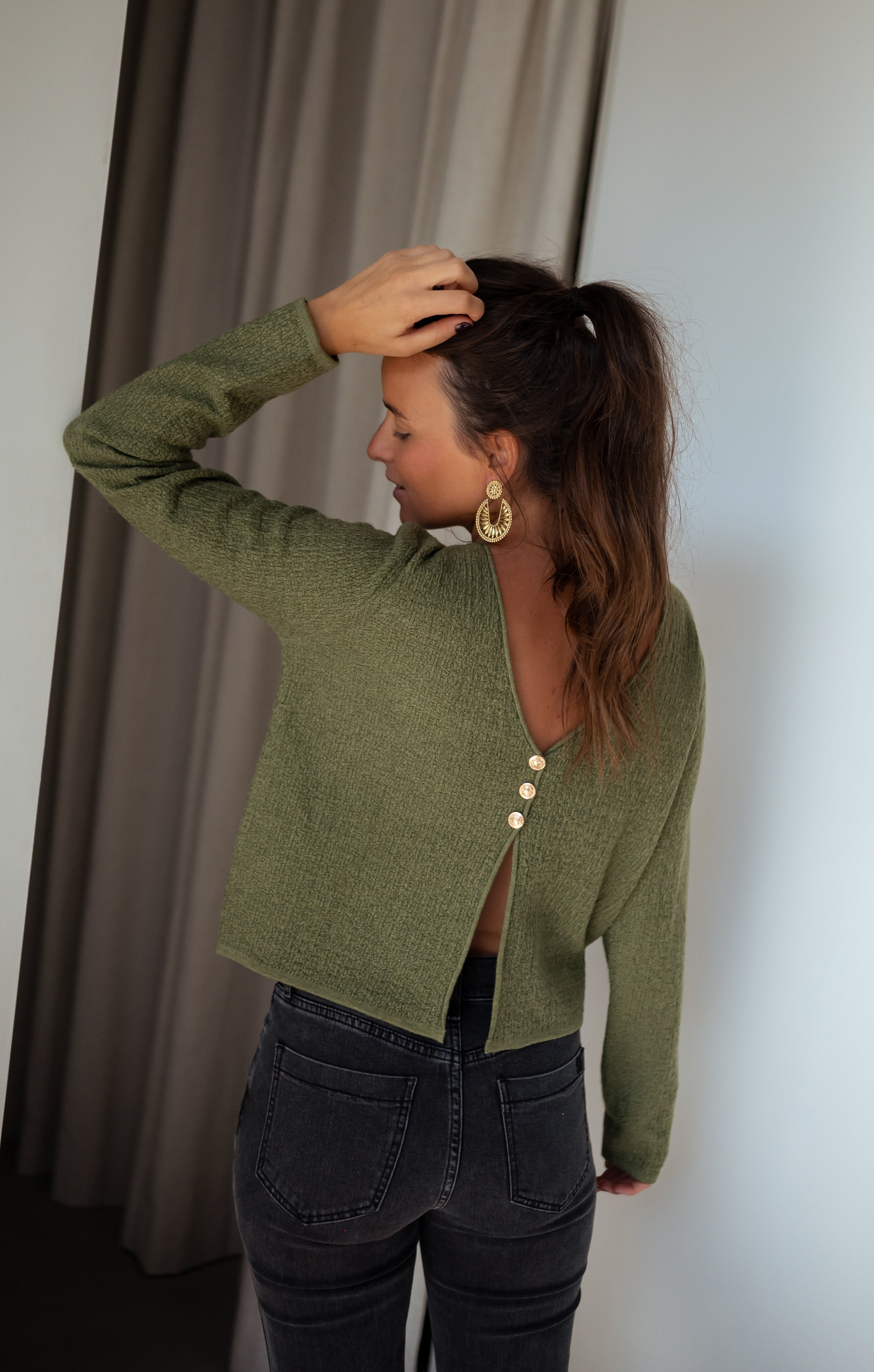 Green Trio-Buttoned Sweater – Groovy Mimi