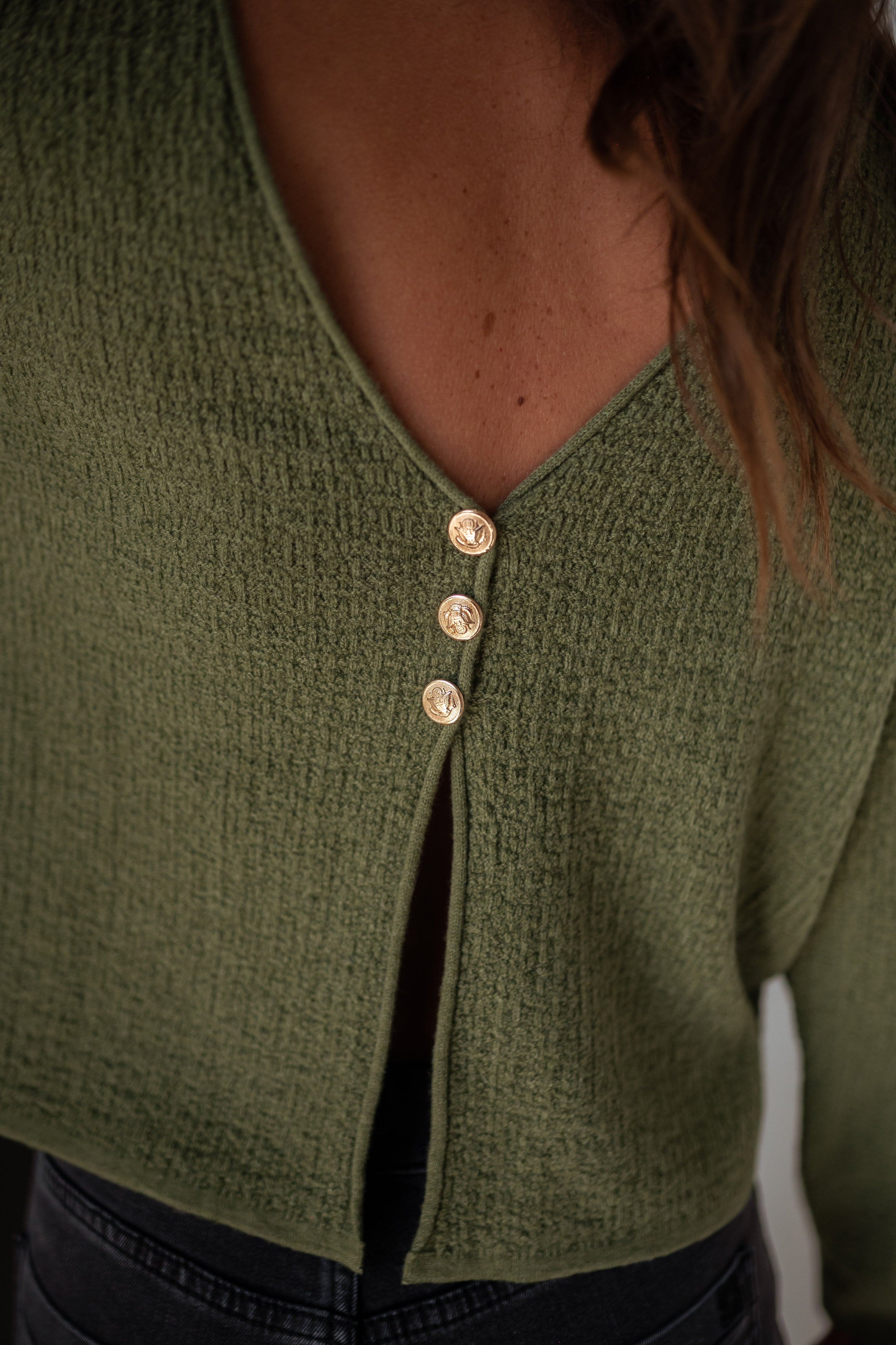 Green Trio-Buttoned Sweater – Groovy Mimi