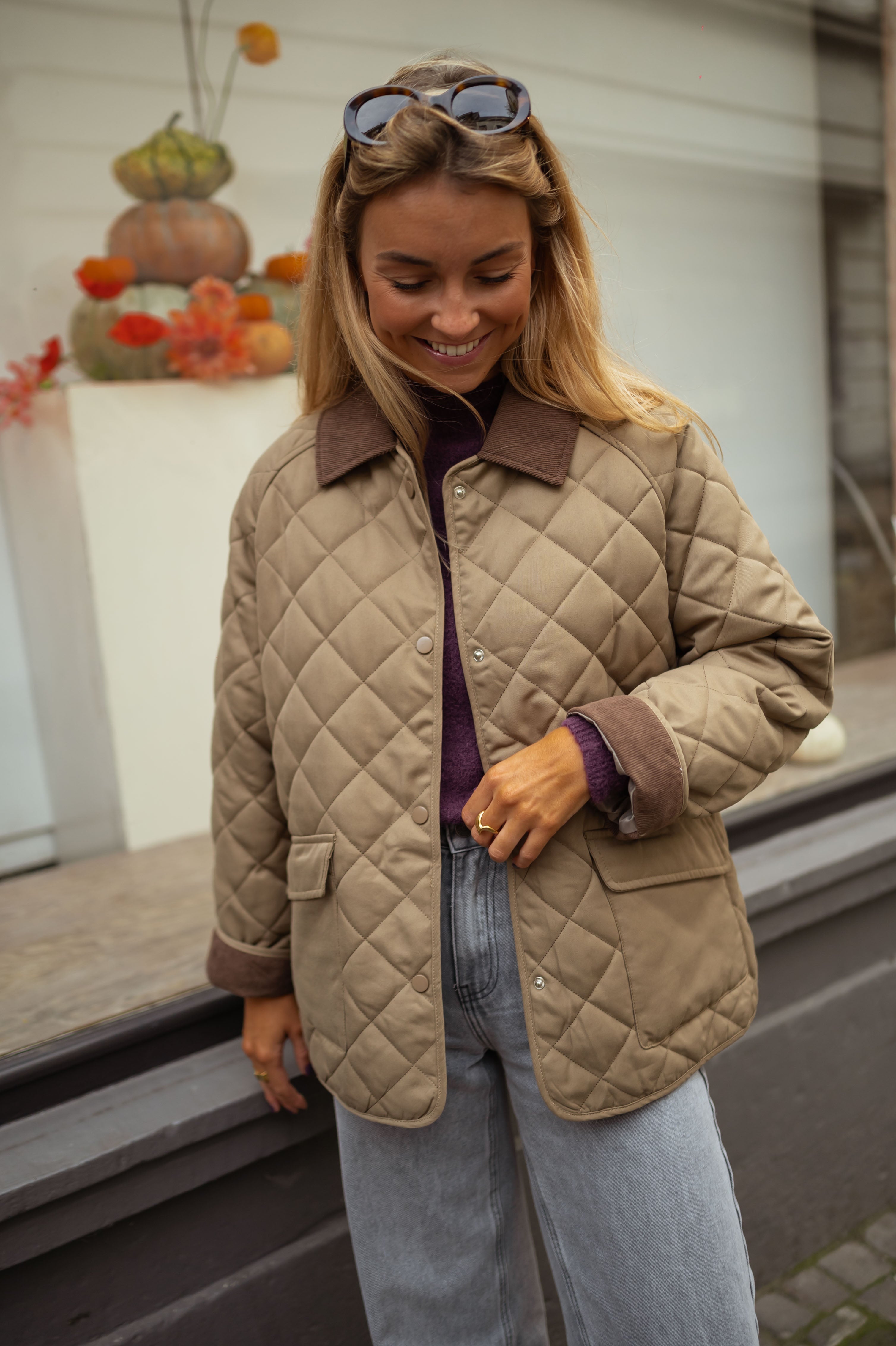 Khaki Quilting Patched Pockets Coat – Groovy Mimi