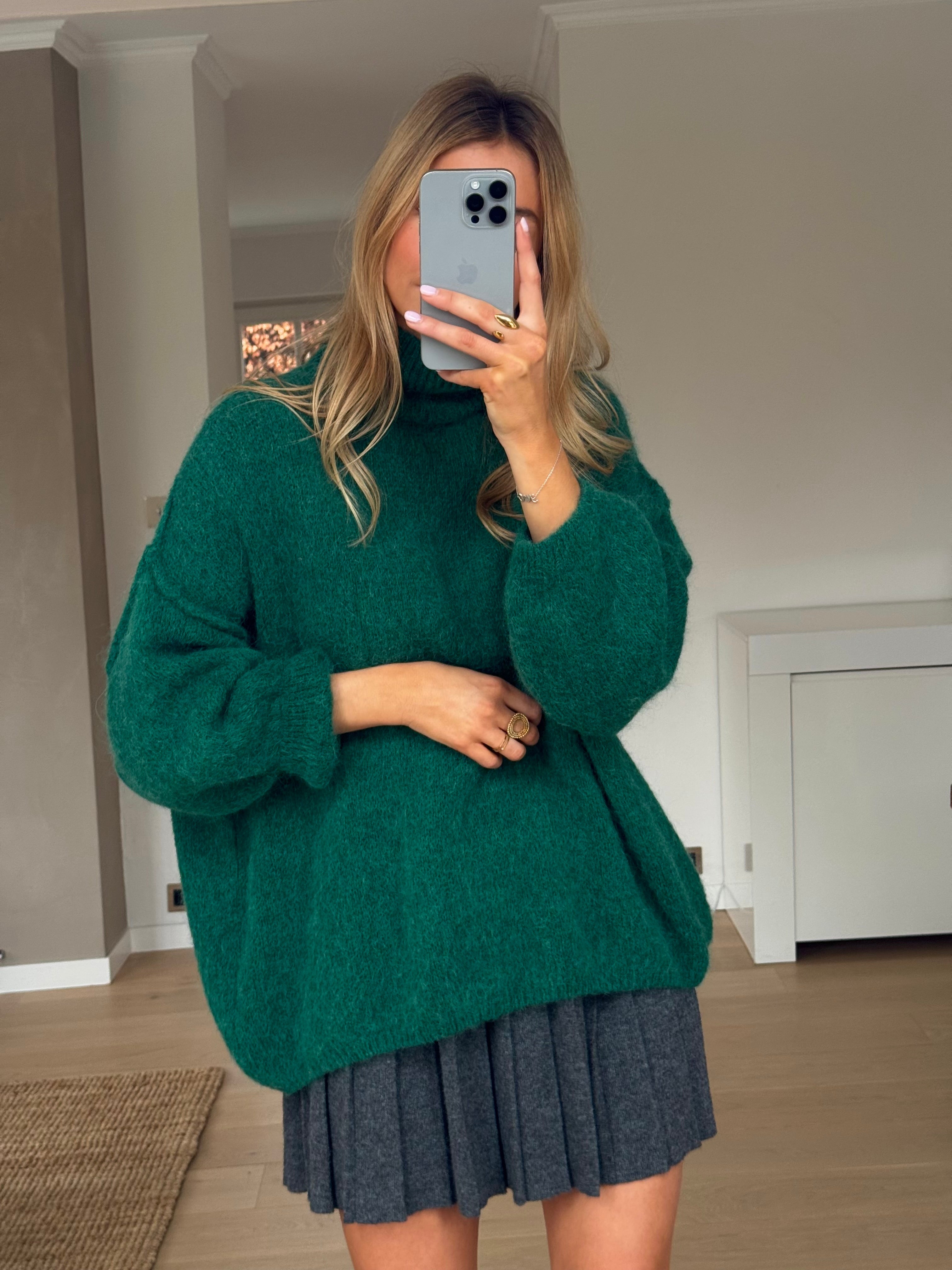Hunter Green Drop Shoulder Knit Sweater – Groovy Mimi