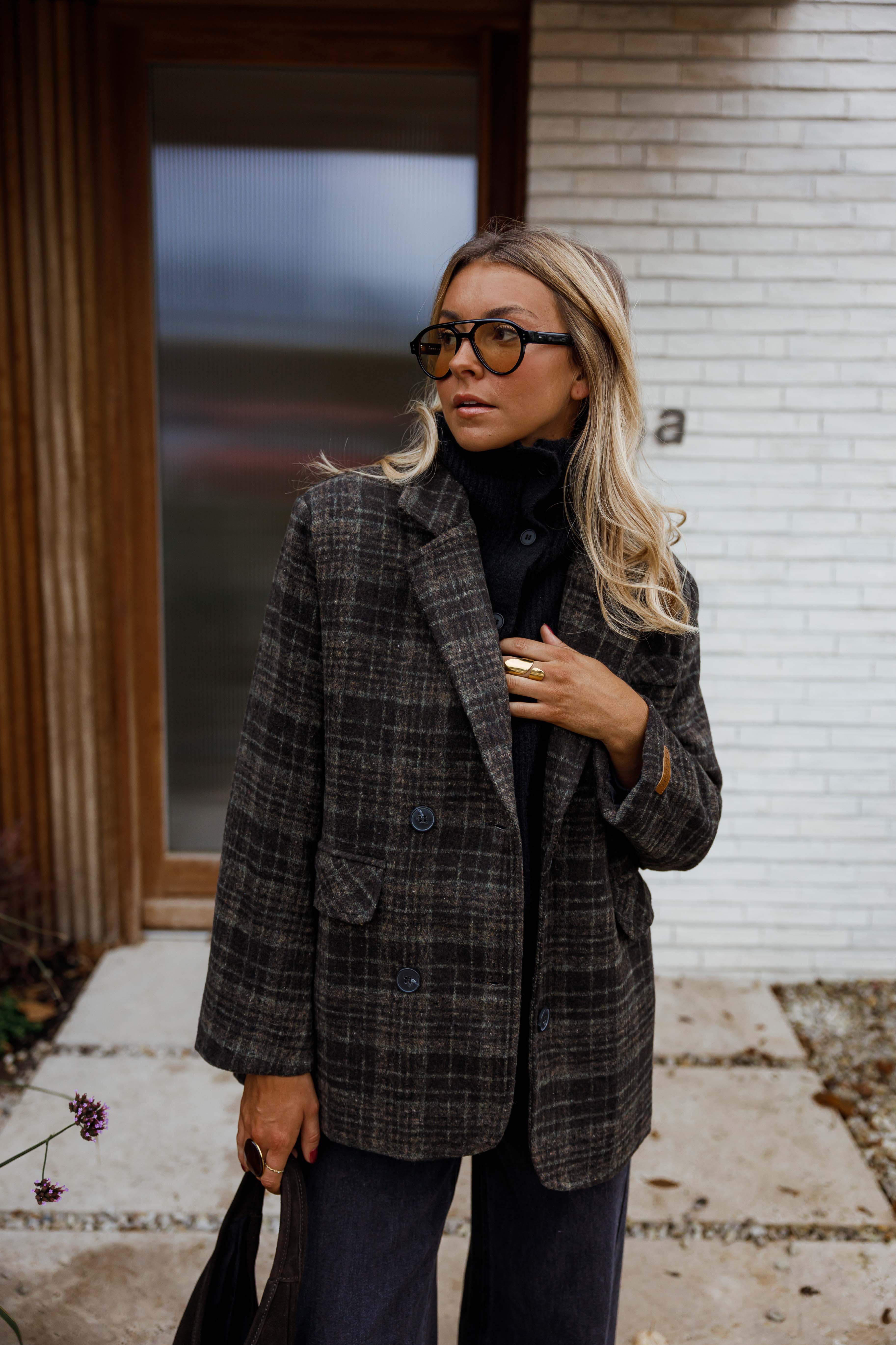 Grey Checkered Double-Breast Coat – Groovy Mimi
